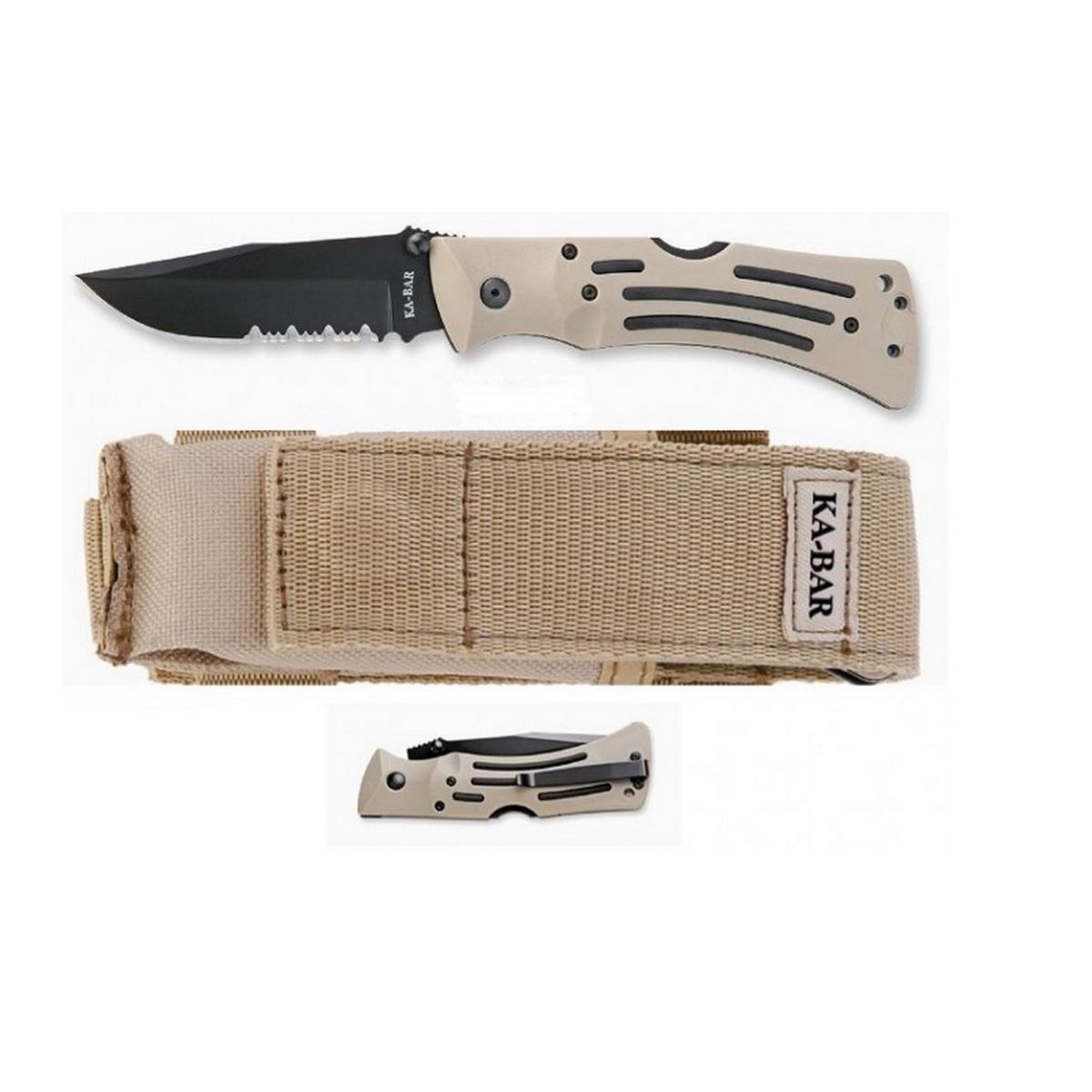 KA-BAR nůž zavírací MULE FOLDER ozubený KHAKI | MILITARYSKLAD.CZ